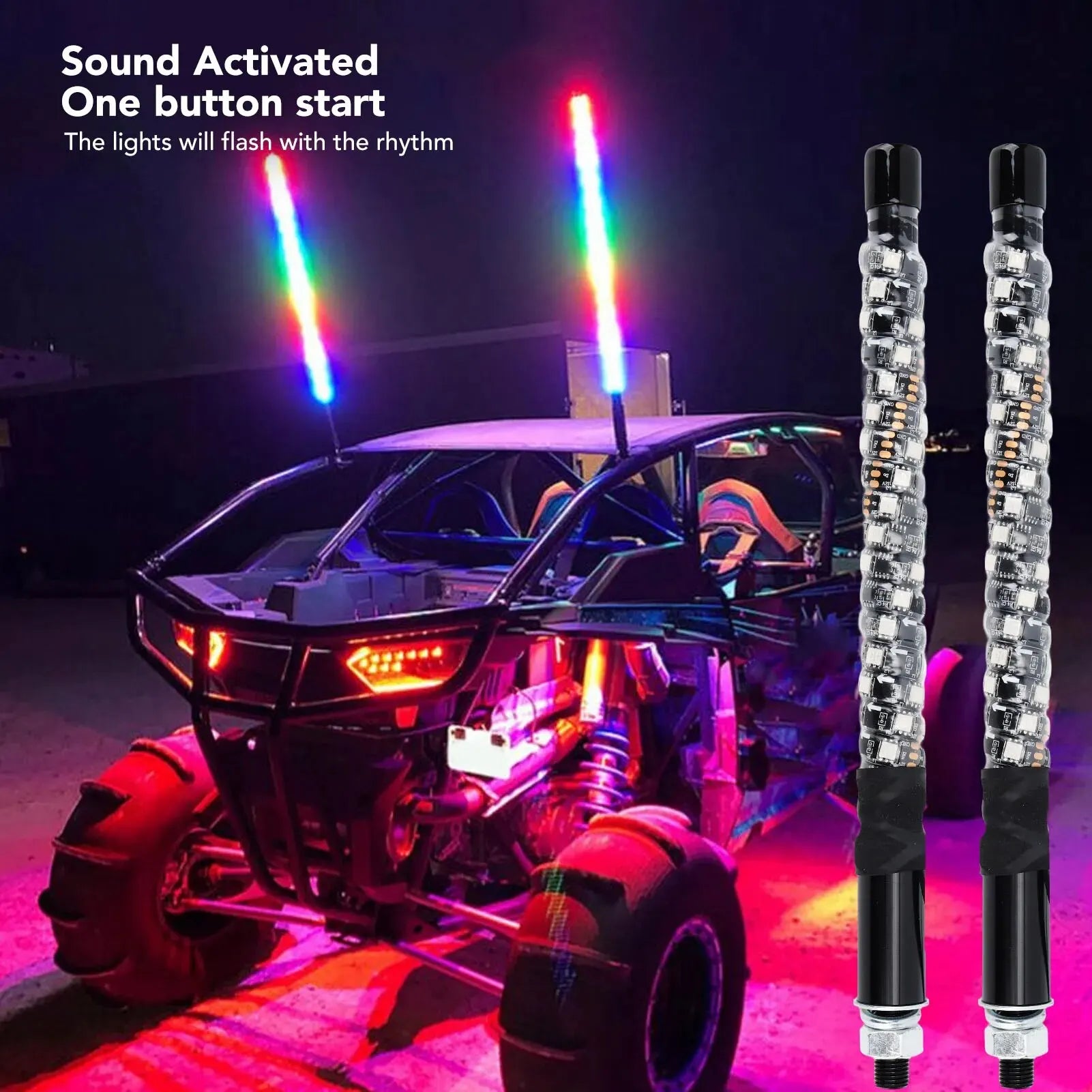 LED Whip Lights, Remote Control Flagpole Antenna Whip – UTV Wholesaler