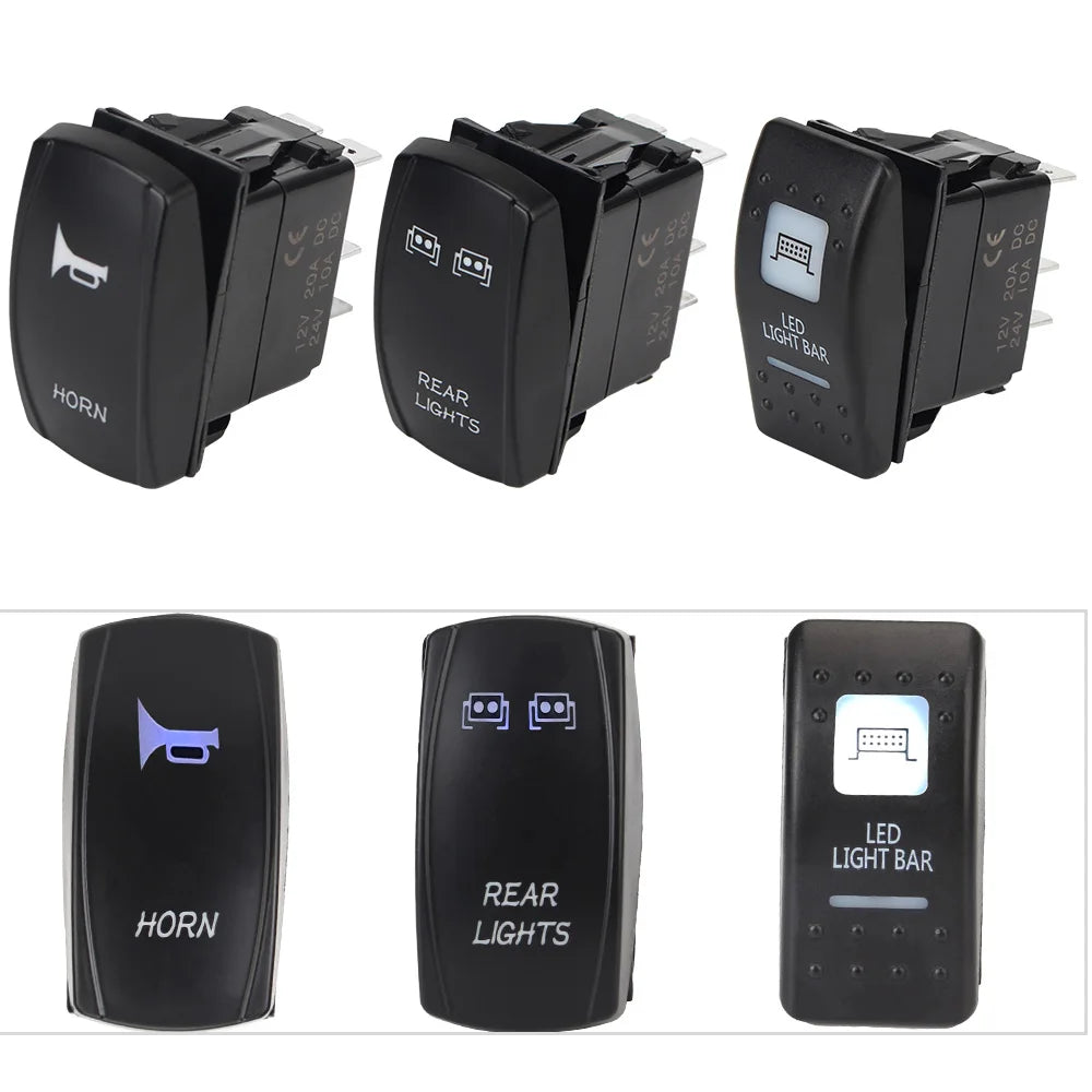 Rocker Switch Horn DC12-24V Illuminated LED WINCH Rear Front lights ...